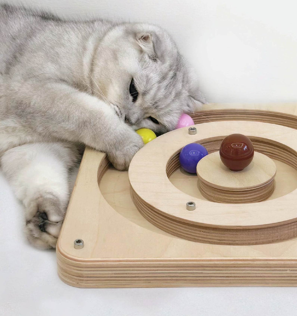 Wooden Cat Turntable Toy with Ceramic Ball – Pewos